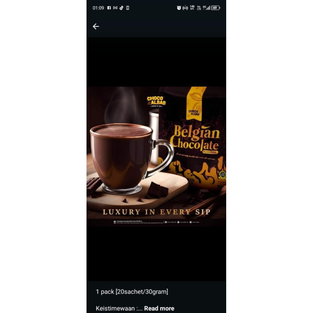 🍫 CHOCO ALBAB -(BCD) SACHET BELGIAN DRINK CHOCOLATE DRINK ☕7 SACHET ...