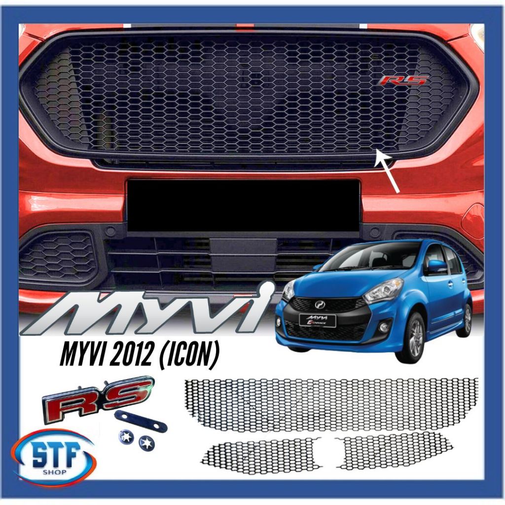 Perodua Myvi ICON Ready Cut Honeycomb Grill Full Set Top Bottom ...