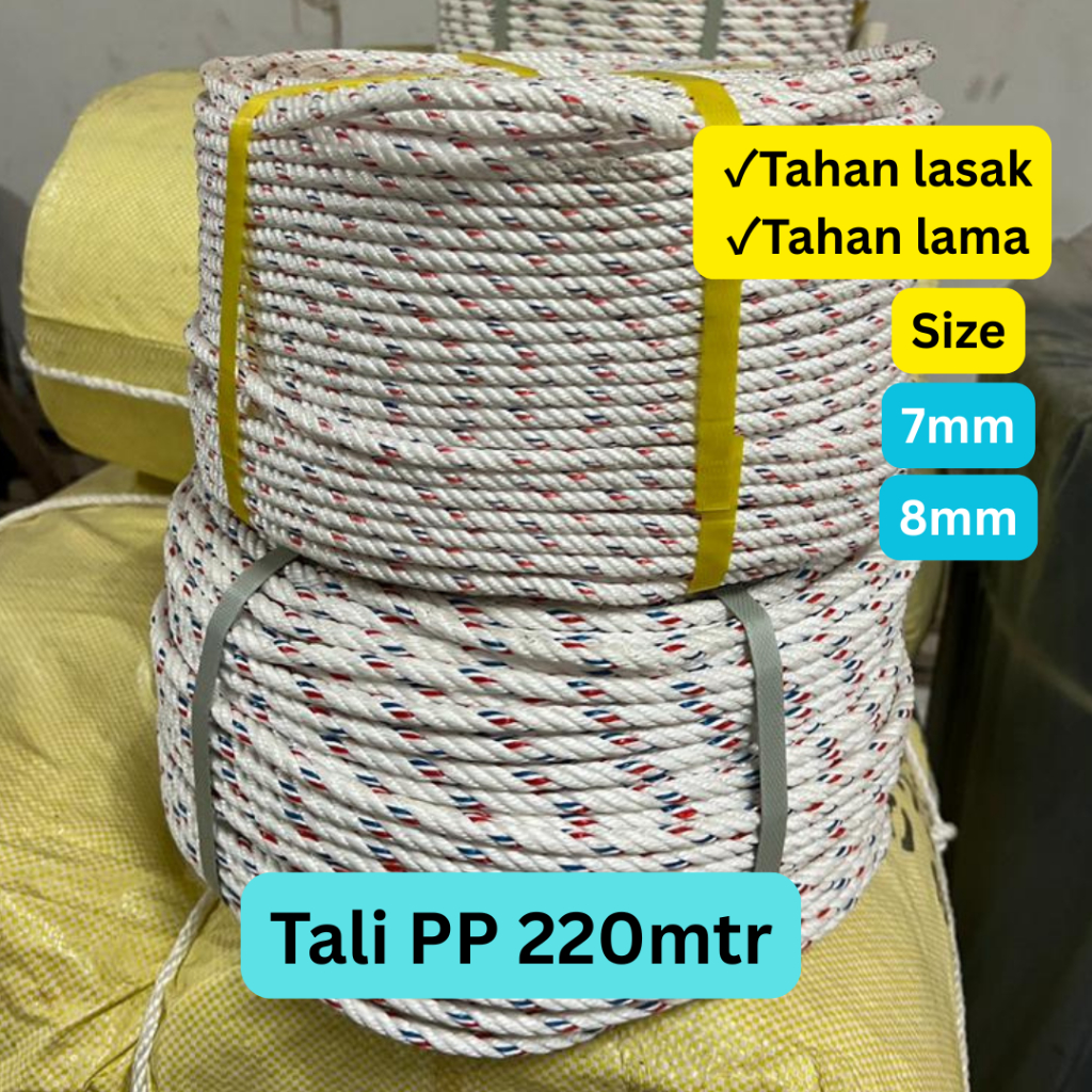 TALI 8mm/7mm x 220M QUALITY & TAHAN LAMA/ TALI KAMBING/LEMBU/BUBU ...