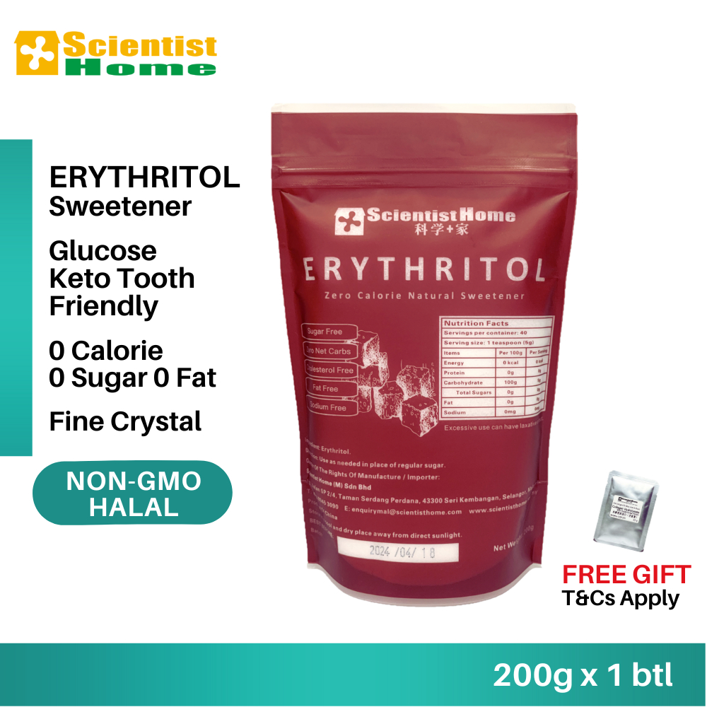 SCIENTIST HOME Erythritol Sweetener (Fine) 200g | 0 Calorie Sugar ...