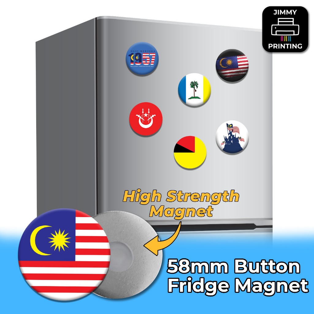 Malaysia Merdeka Button Fridge Magnet 58mm Bendera Negeri State Flags ...