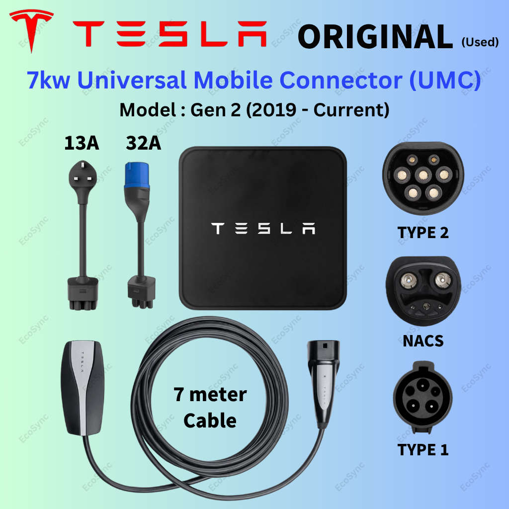 ️ (Ready Stock) TESLA UMC Gen 2 Universal Mobile Connector 7kW Portable ...