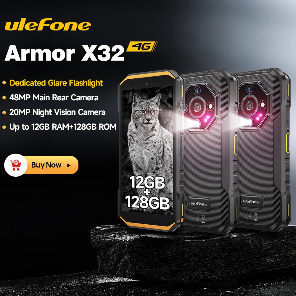 Ulefone Armor X32 4G Rugged Phone Smartphone Android 14 Waterproof up to 12GB RAM 128GB ROM NFC ...