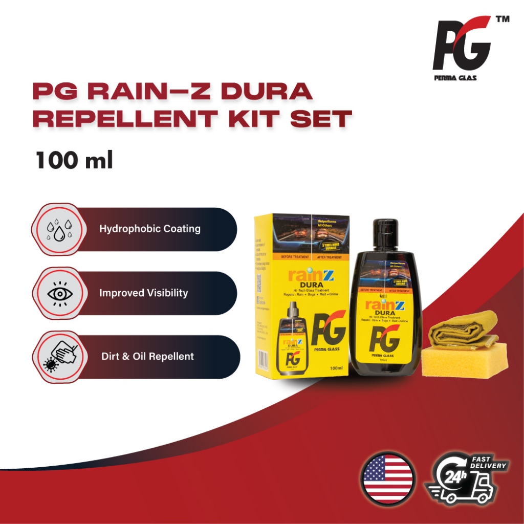 PG Rain-Z Dura Water Repellent Kit Set (100ml) | Superior Hydrophobic ...