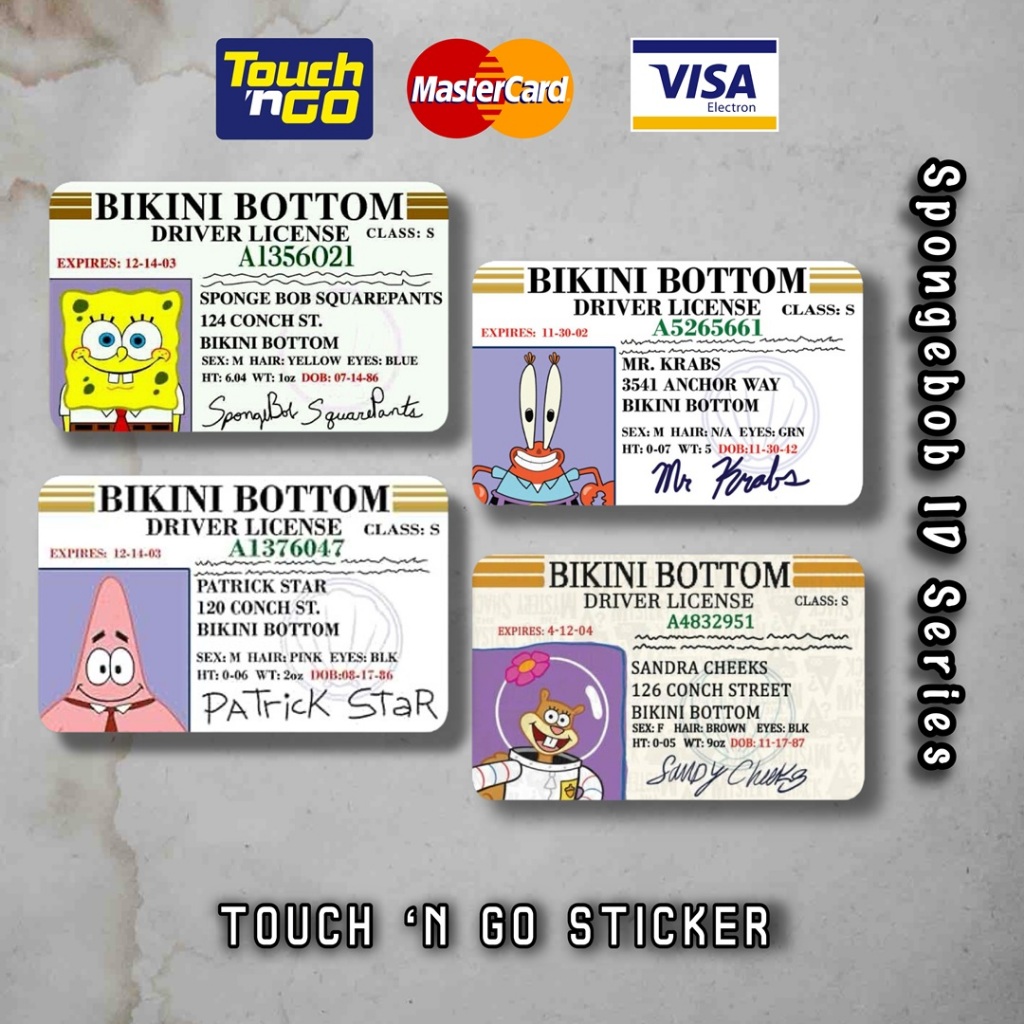 ( SPONGEBOB ID Series ) Touch n Go Card Sticker Cover TNG / MASTER ...