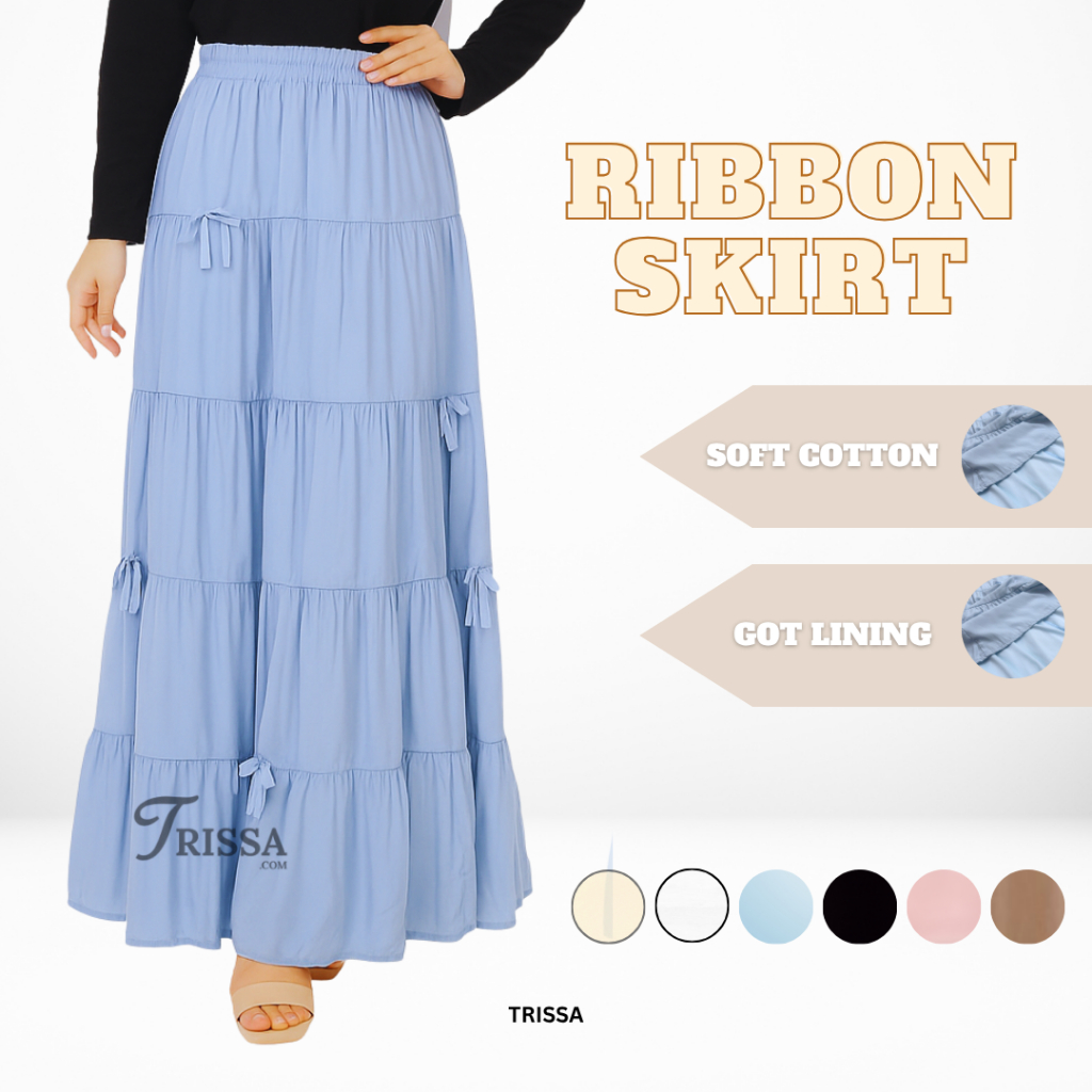 TRISSA: COQUETTE RIBBON SKIRT CUTE AND KOREAN FASHION STYLE LONG AND ...