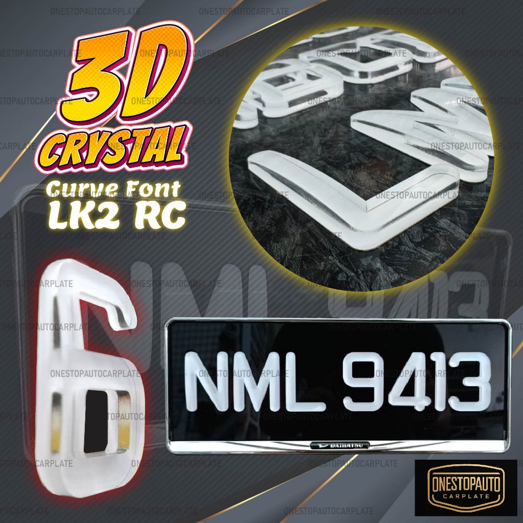 CURVE CRYSTAL NUMBER PLATE/PLAT NOMBOR PLAT LK2 RC CURVE LENGKUNG(58mm ...