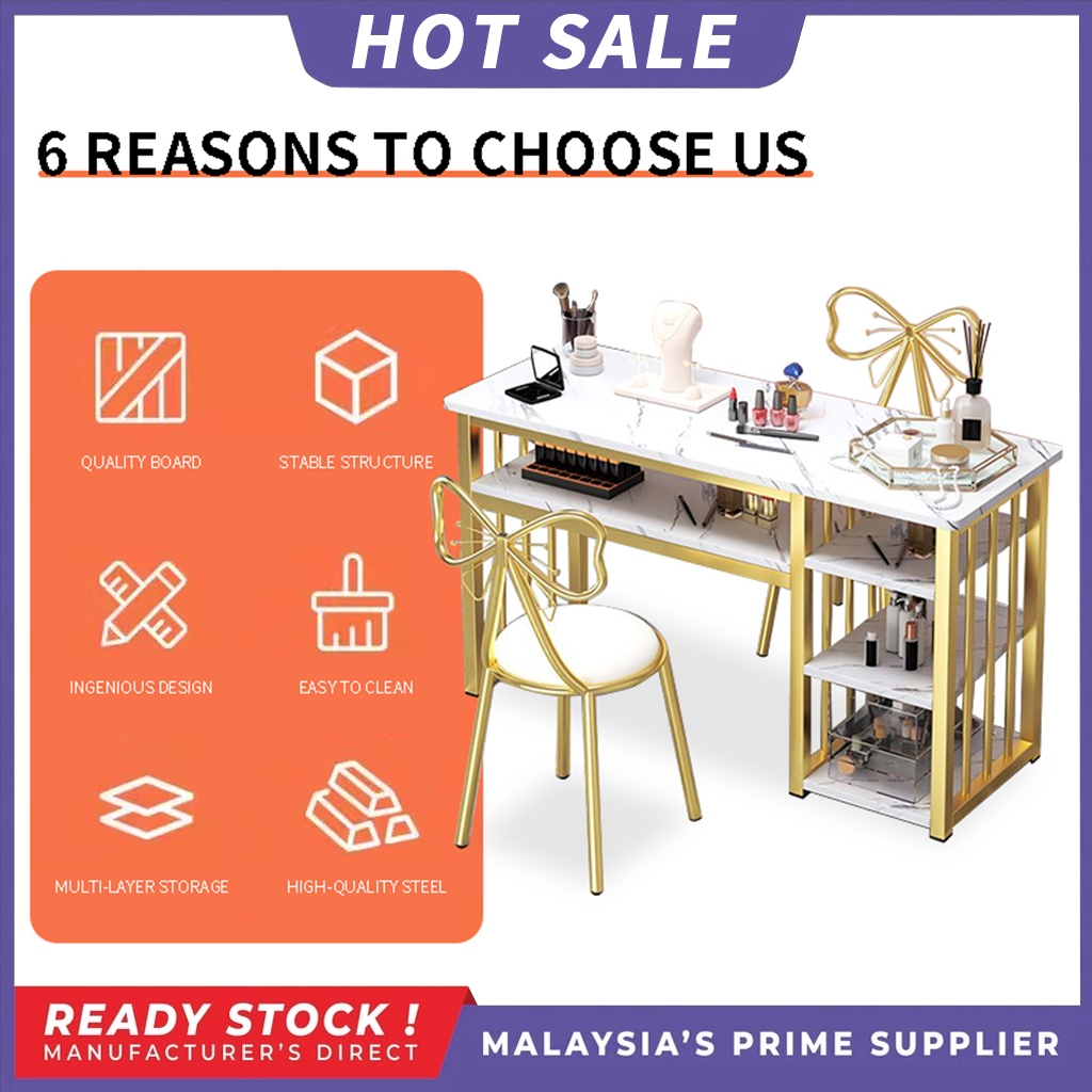 Nail Salon Table Japanese Style Light Luxury Nail Salon Simple Marble ...