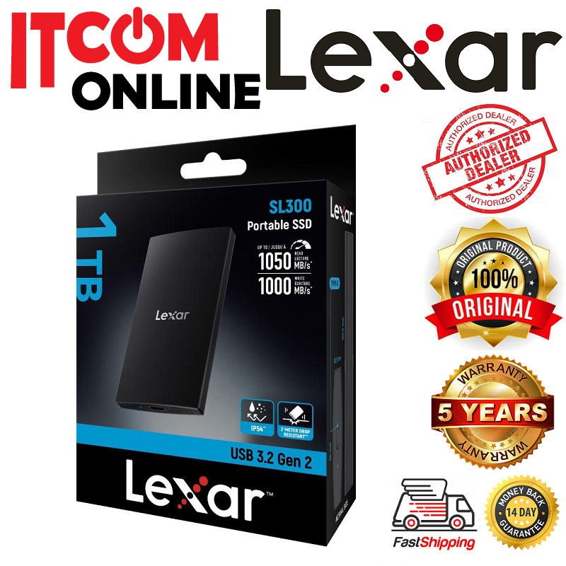 LEXAR USB3.2 TYPE-C SL300 1TB EXTERNAL SSD (1050MB/S)(LSL300001TB-RNBNG ...