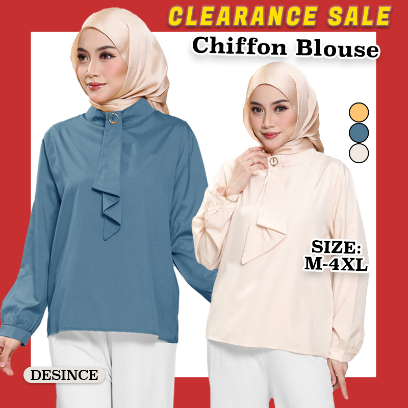 🇲🇾 DESINCE Women Blouse Plus Size Top Long Sleeve Shirt Woman Formal ...