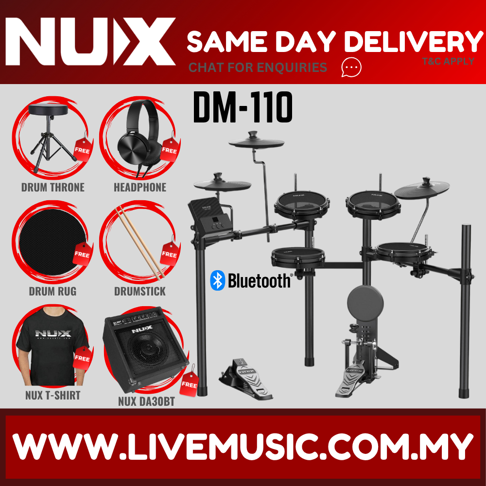 NUX DM-1X DM-110 5-Piece Digital Electronic Drum Set with Amplifier And ...