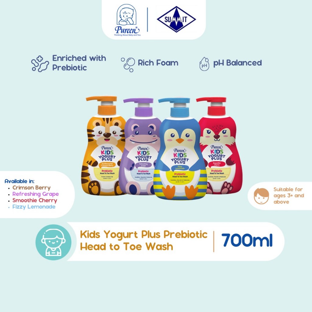 Pureen Kids Yogurt Plus Prebiotic Head to Toe Wash (700ml) | Shopee ...
