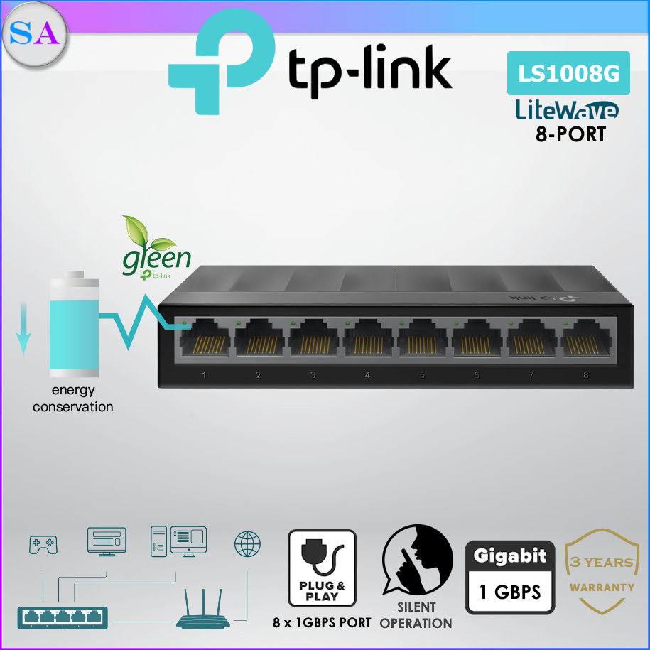 TP-Link LS1005G 5 Port / LS1008G 8 Port 10/100/1000Mbps Gigabit Desktop ...