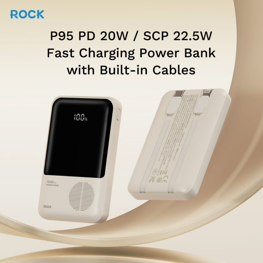 CCC 3C Certified 】ROCK P95 10000mAh Fast Charge Power Bank Built-in ...
