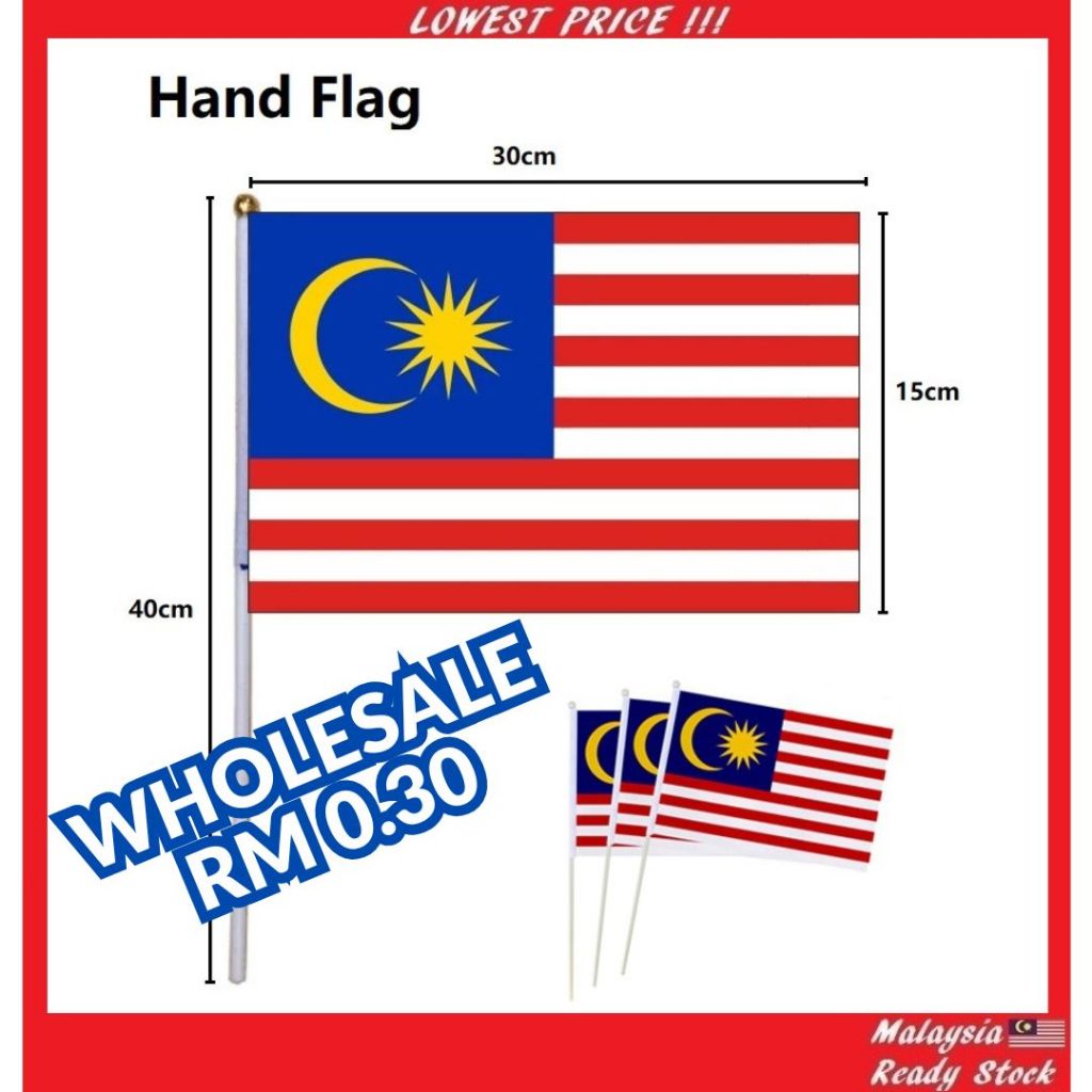 Malaysia Hand Flag Welcome Handle Flag Bendera Tangan 马来西亚手旗 | Shopee ...