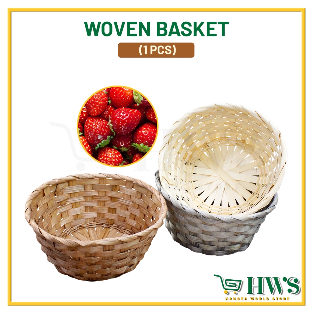 HWS BEKAS BULAT BEKAS BULUH BEKAS ROTAN ROUND BAMBOO WOVEN BASKET PCS ...