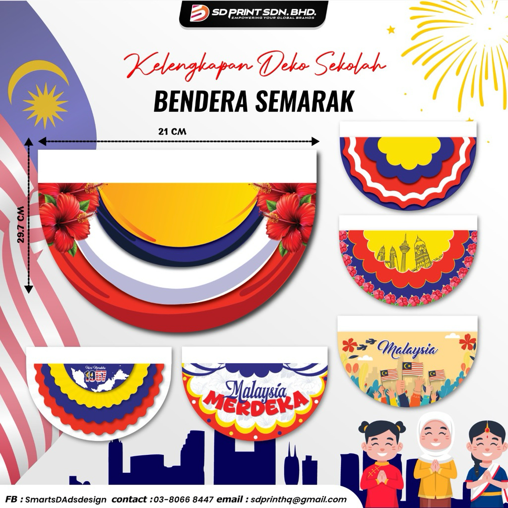 Bendera Hari Merdeka 1set=10pcs Hiasan Sekolah Kelas Hari Kebangsaan ...
