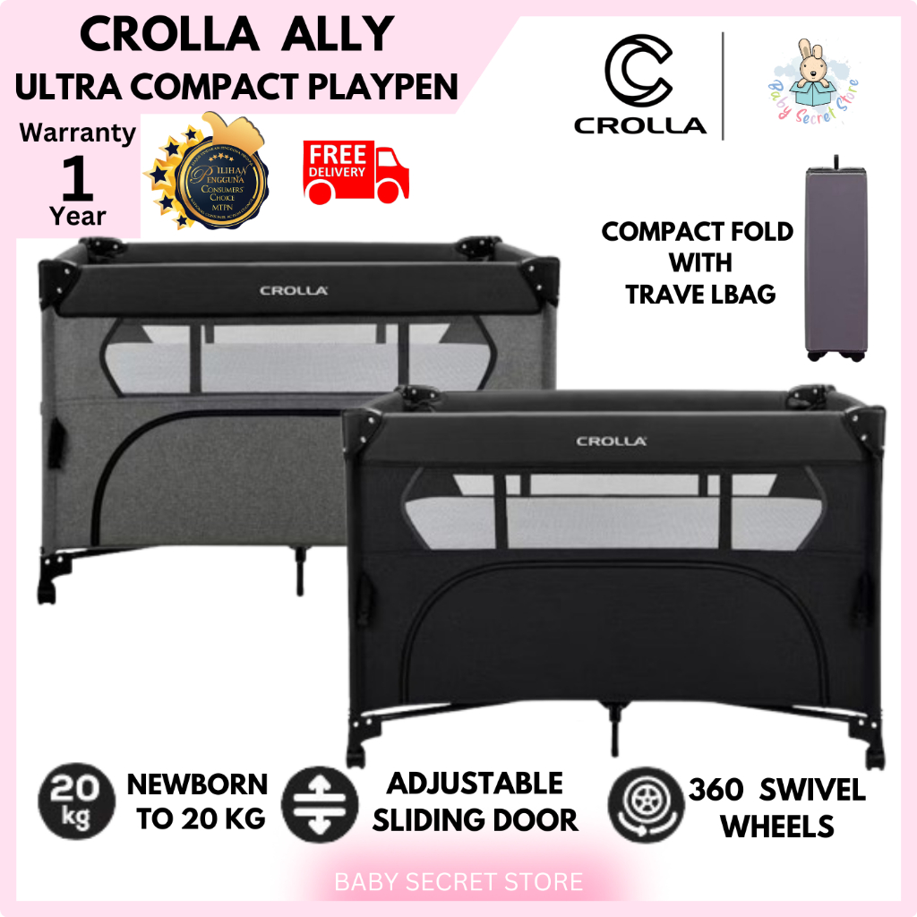 Crolla Ally Two Tone Foldable Baby Playpen with Sliding Door | Newborn ...