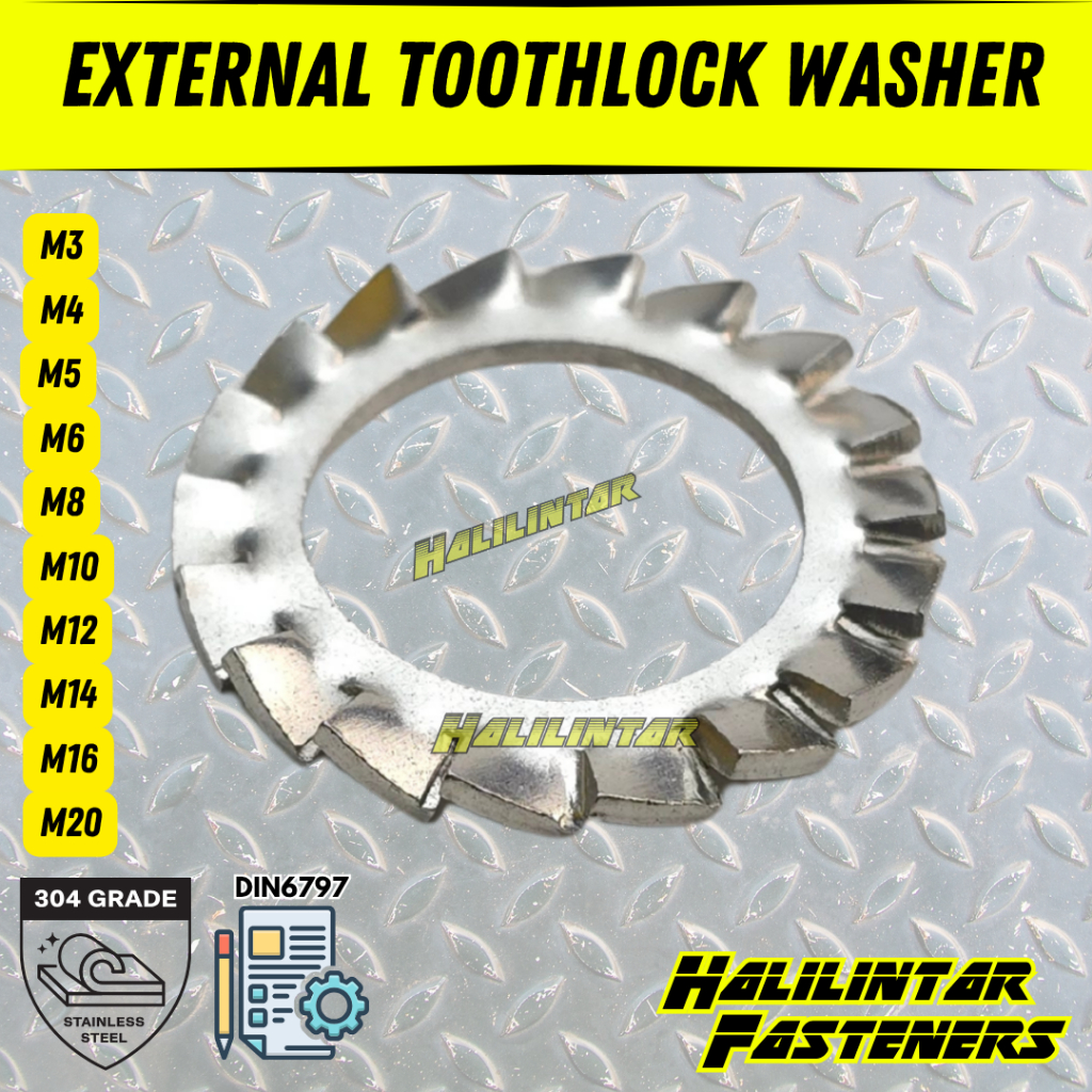 External Tooth Lock Washer DIN6797 – SS304 A2-70 | M3 M4 M5 M6 M8 M10 ...