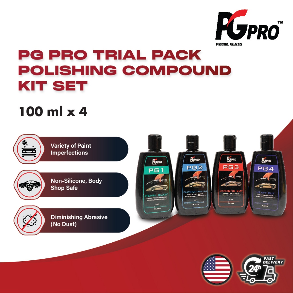 Perma Glass PG Pro Trial Pack Polishing Compound Kit Set (100ml x 4 ...