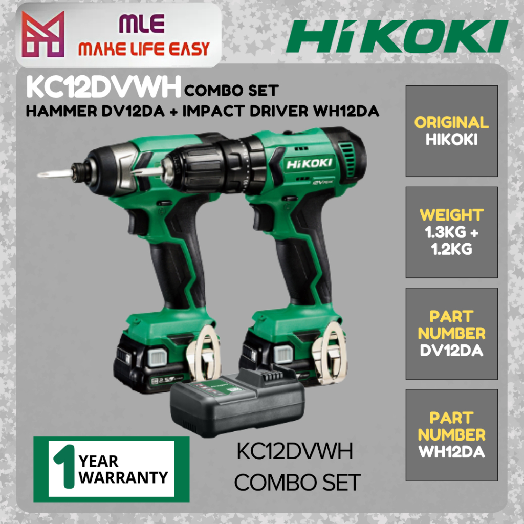 HIKOKI HITACHI KC12DVWH DV12DA (12V CORDLESS IMPACT DRILL) + WH12DA ...