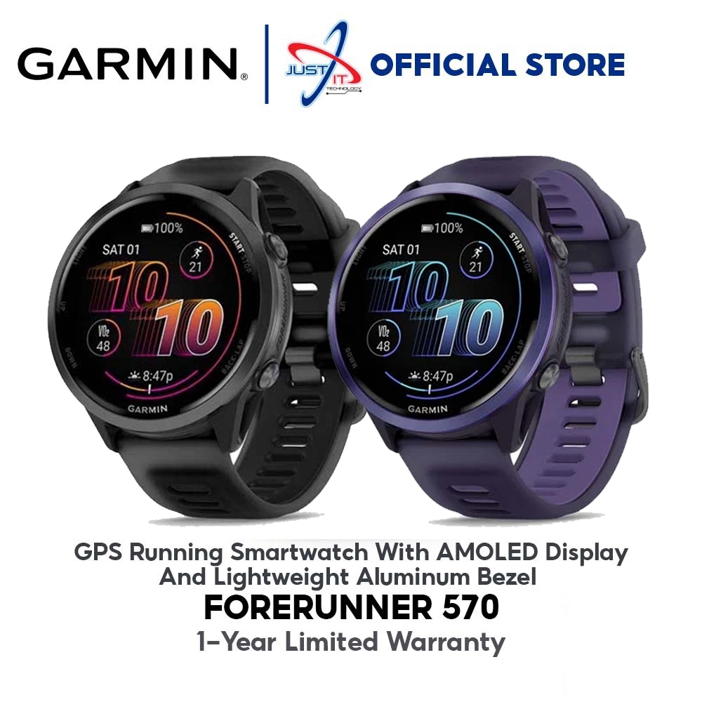 GARMIN FORERUNNER 570 47mm GPS RUNNING SMARTWATCH WITH AMOLED DISPLAY ...
