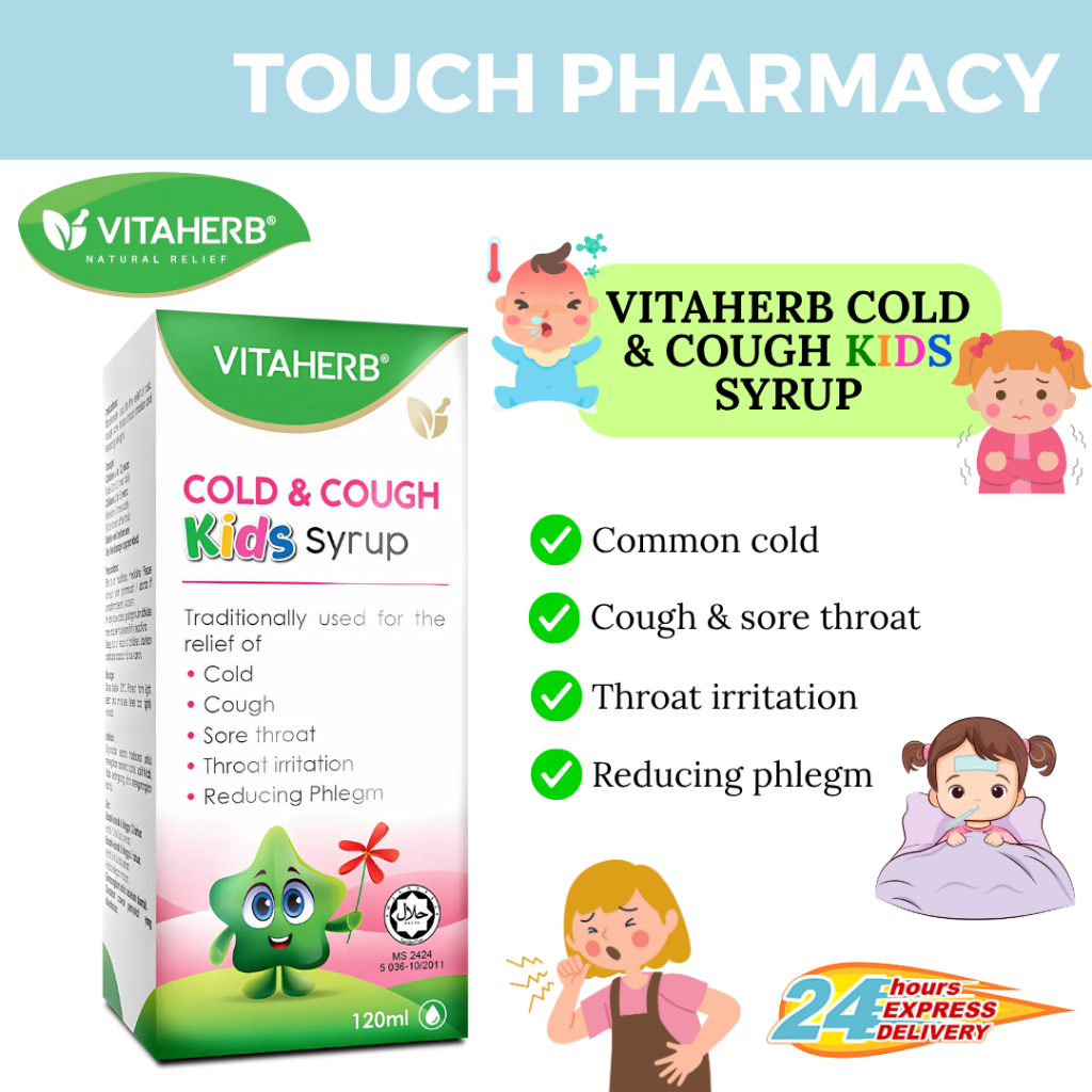 VITAHERB Kids Cold And Cough Syrup 120ML (Ivy Leaf For Sore Throat ...