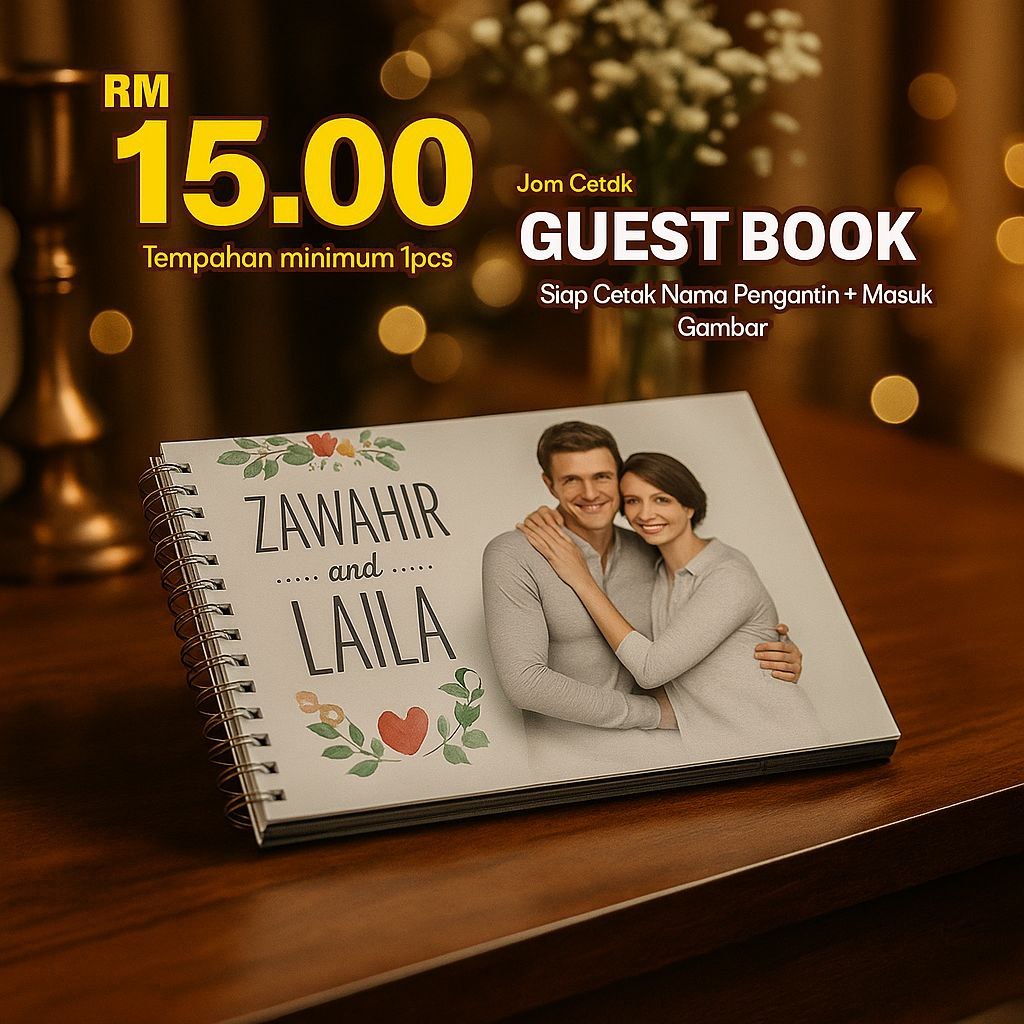 🔥 CUSTOM 🔥 Guest Book Kahwin – Cetak Nama & Gambar Pengantin | Buku ...