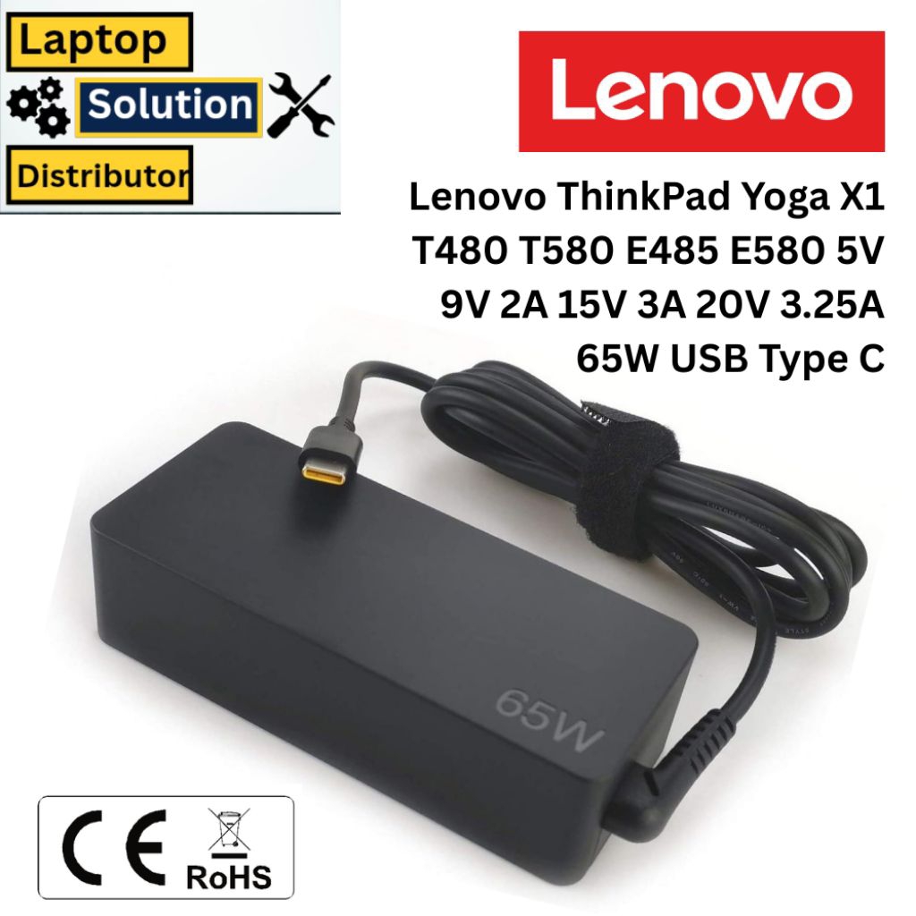 Lenovo ThinkPad T480 T480s 65W 20V 3.25A USB-C Adapter Laptop Notebook ...