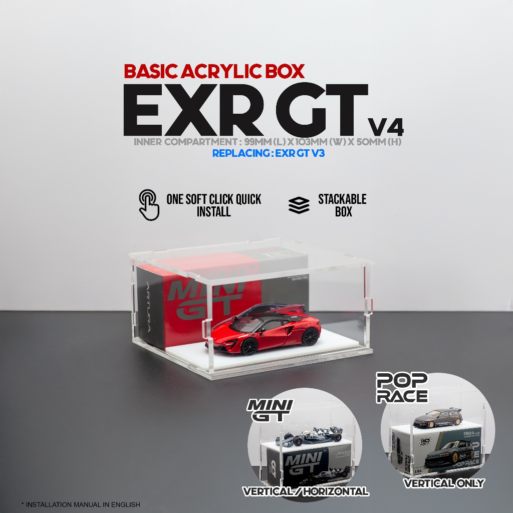 KOTAK ACRYLIC — Mini GT Acrylic Display Box for 1:64 Diecast Car Model ...
