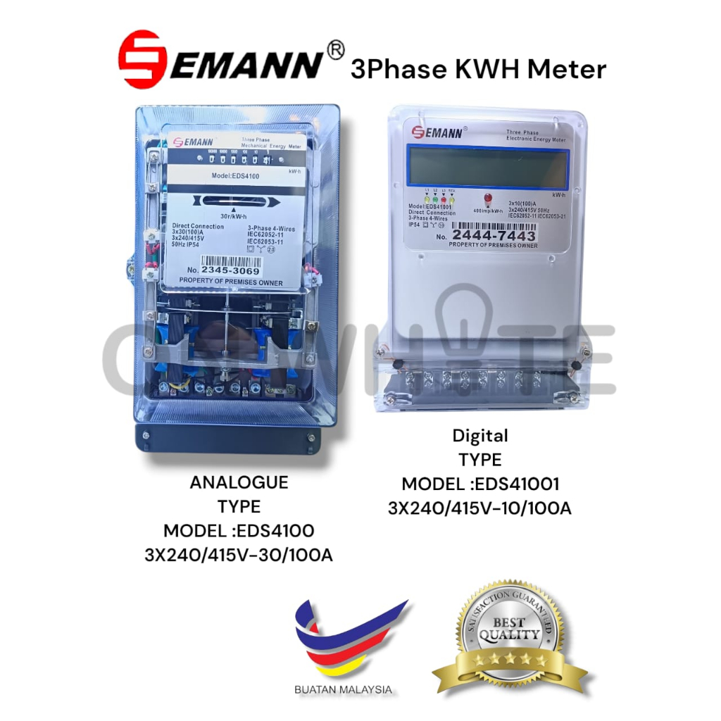EMANN 3 PHASE KWH METER DIGITAL 10/100A / ANALOGUE 30/100A TNB | Shopee Malaysia