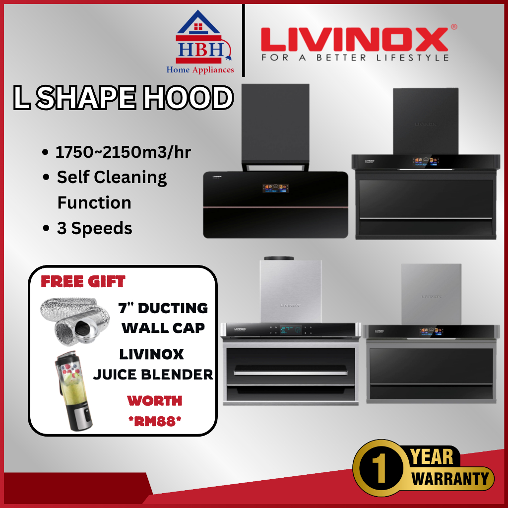 Livinox L Shape Hood | LCH-COPPERDC-BL-90 | LCH-COPPERDC-GM-90 | LCH ...