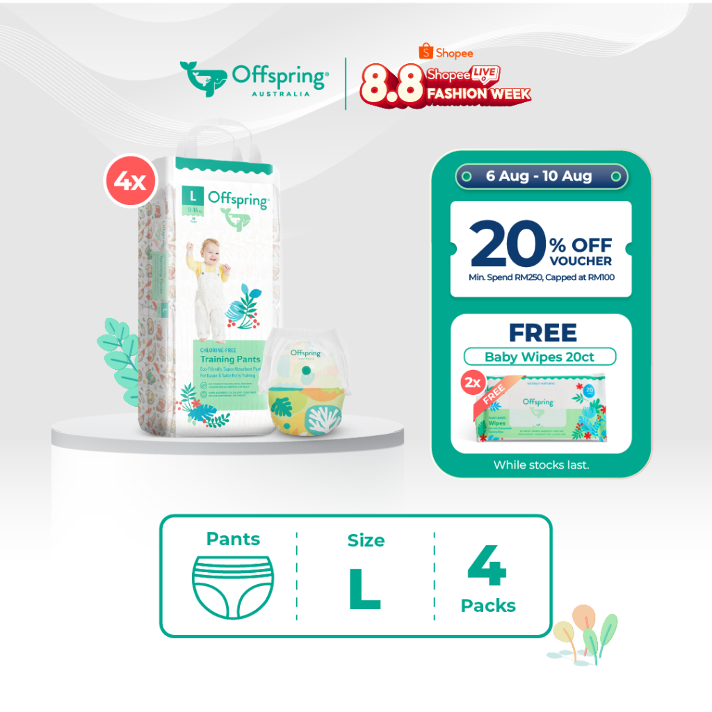 Offspring Fashion Baby Diapers Pants L (144pcs) [4 Packs] | Shopee Malaysia