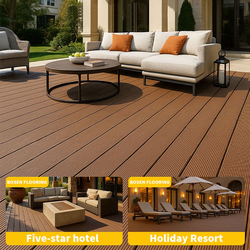 BOSEN outdoor plastic wood long floor terrace wood plastic platform ...