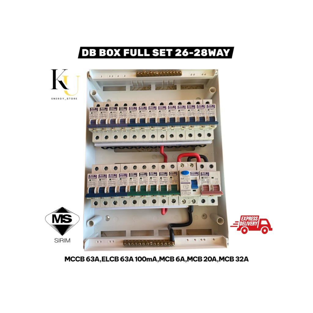 DB BOX 26 WAY-28WAY SINGLE PHASE 63A (FULL SET) MAXGUARD DISTRIBUTION ...