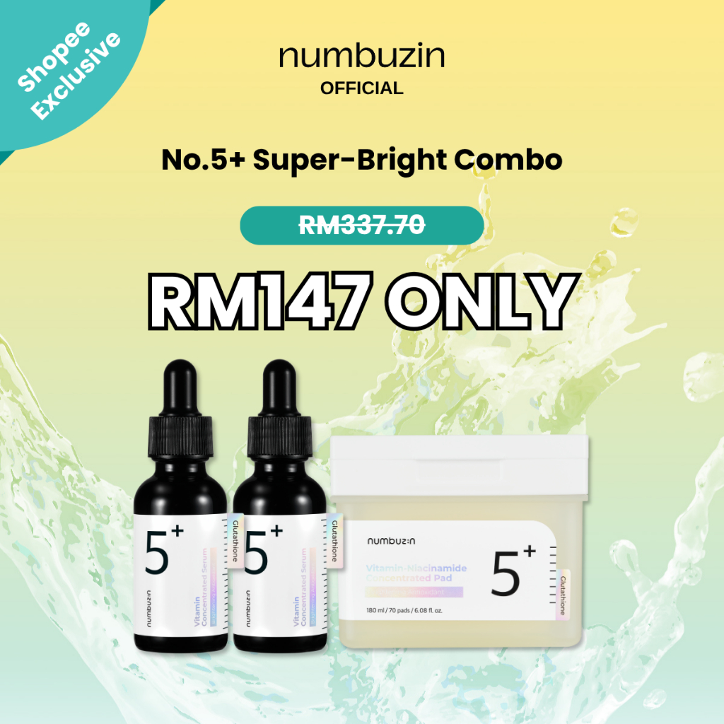 [Shopee Exclusive] numbuzin Super-Bright set - No.5+ Concentrated Pad 70p + No.5+ Serum 30ml 2ea ...