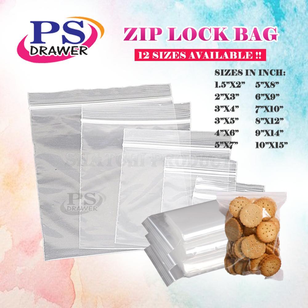 Zip Lock Plastic Bag 100PCS l Self Seal Clear Transparent Zipper Bag ...