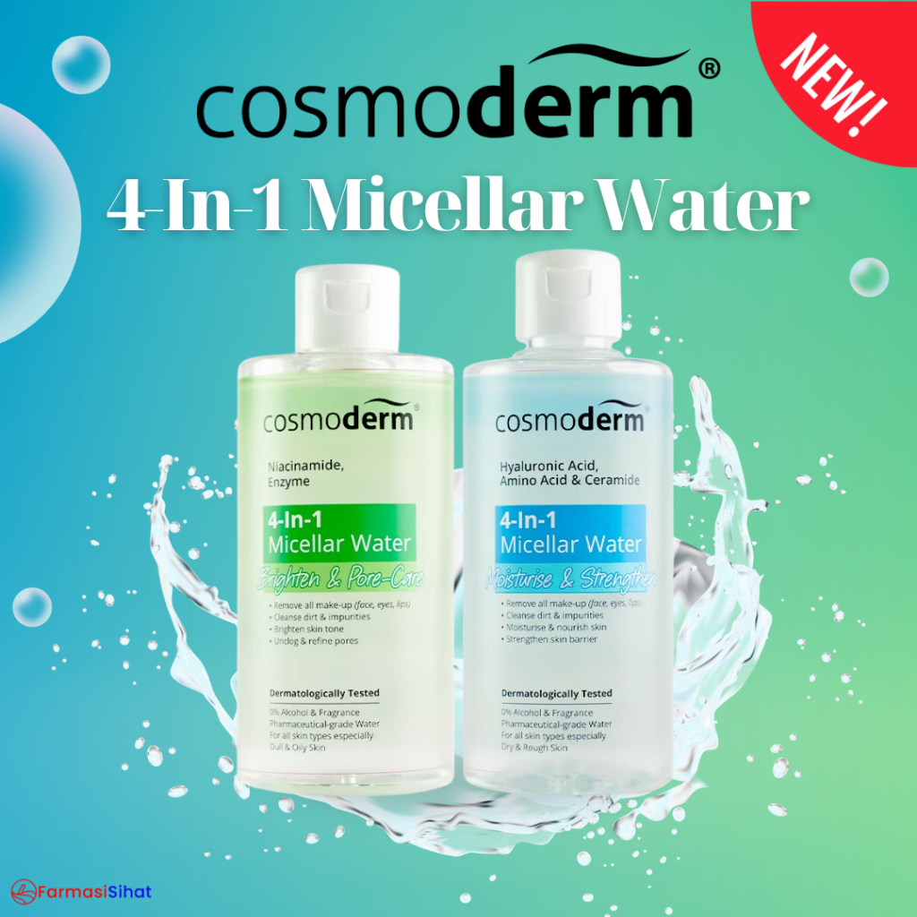COSMODERM Micellar Water 4-in-1 Moisturise & Strengthen and Brighten ...