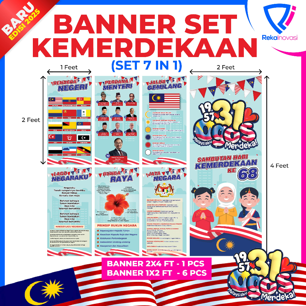 SET HIASAN MERDEKA 2025 KECERIAAN KELAS BANNER KEMERDEKAAN MENARIK 2025 ...