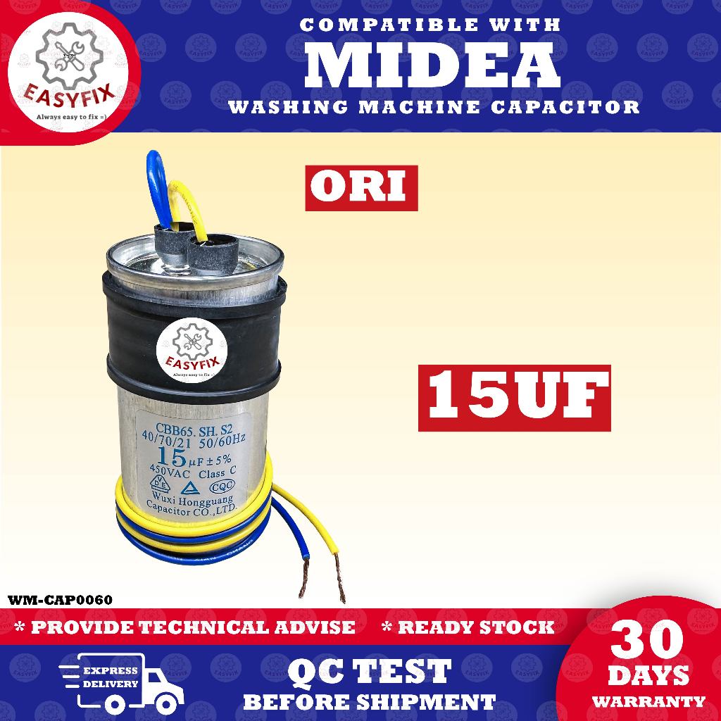COMPATIBLE WITH MIDEA 15UF 450V SPIN CAPACITOR WASH CAPACITOR Washing ...