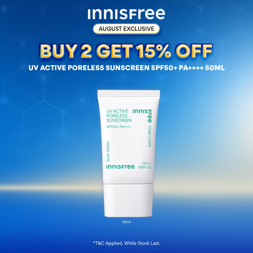 [AUGUST SPECIAL | BUY 2 GET 15% OFF] INNISFREE UV Active Poreless Sunscreen SPF50+ PA++++ (50ml ...