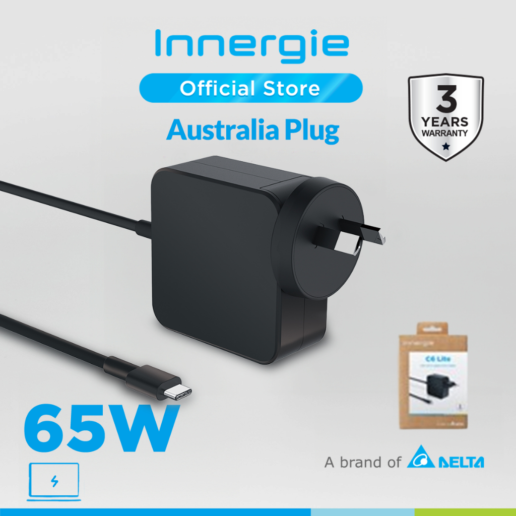 Innergie C6 Lite 65W USB-C Laptop Adapter, PD 3.0 for USB-C (AU PLUG ...