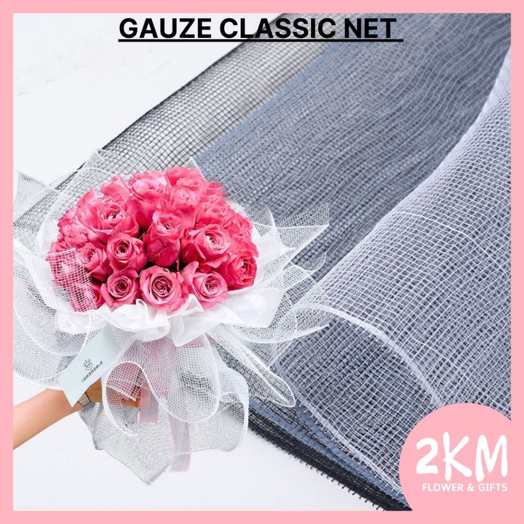 (9.5M) GAUZE CLASSIC NET ROLL LACE MESH Flower Wrapping Paper Bouquet ...