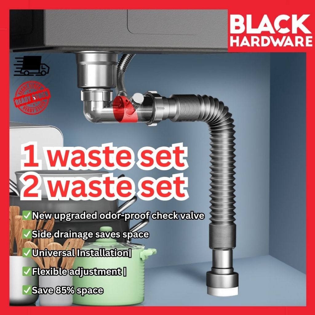 Black Hardware Paip Sinki Dapur Paip Kitchen Sink Drainer Drain Pipe ...
