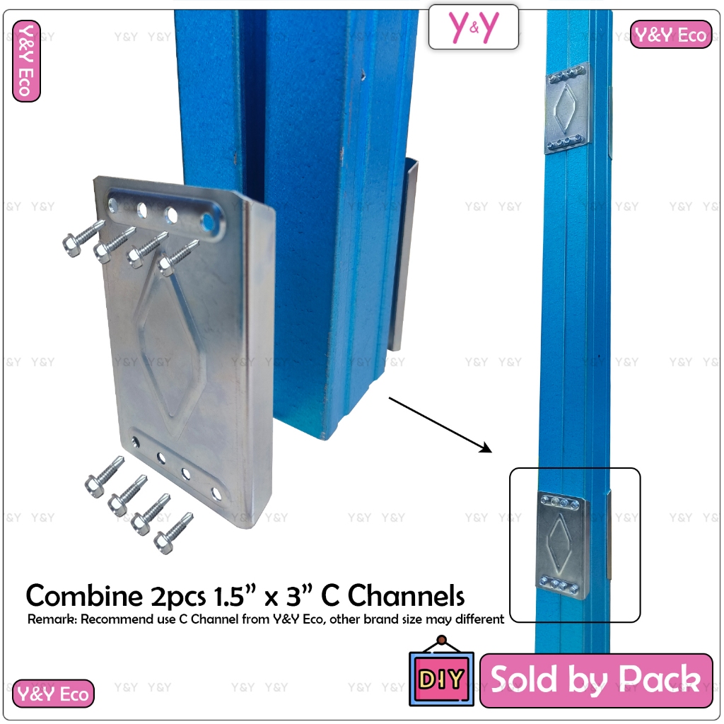 Y&Y Eco 1.5" x 3" C Channel Clamp Bracket Besi Zinc Plated + Self ...