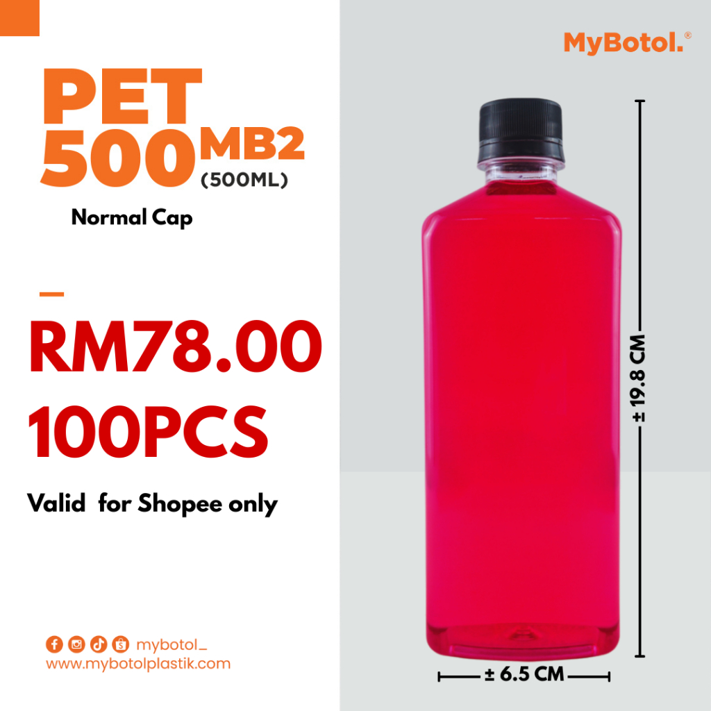 [mybotol] 500ML | 100PCS Per Bundle BOTOL PLASTIK KOSONG | BOTOL PETAK ...