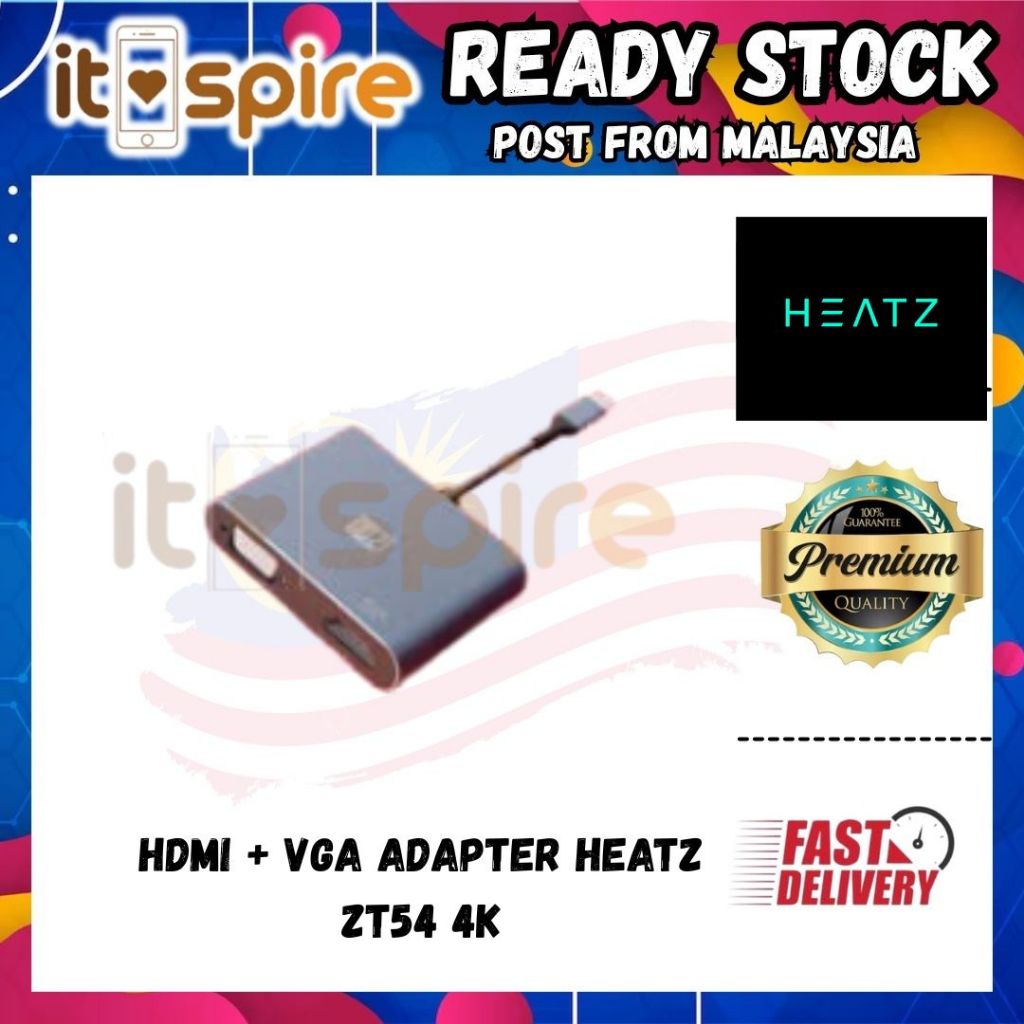 Hdmi + Vga Adapter Heatz Zt54 4K | Shopee Malaysia