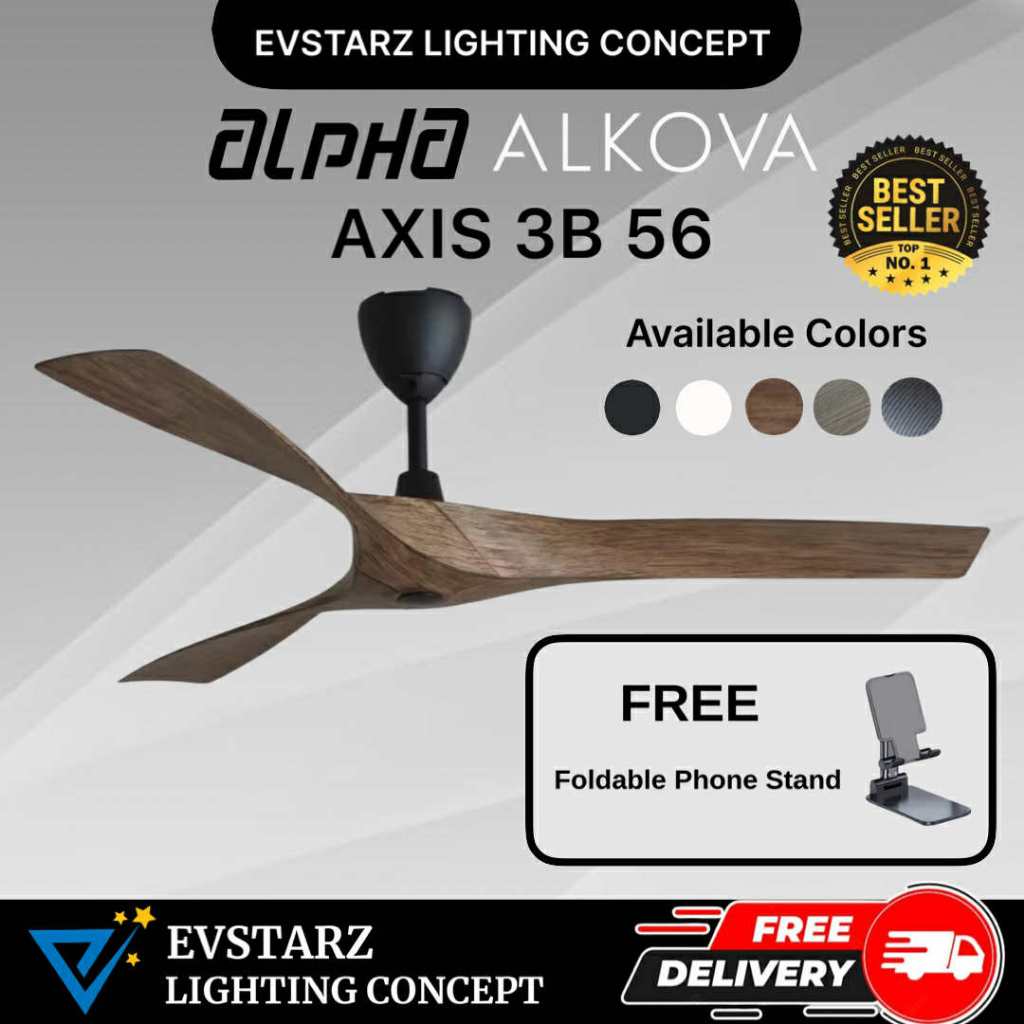 ALPHA ALKOVA AXIS 3B 56 inches DC Motor Ceiling Fan with Remote Control ...