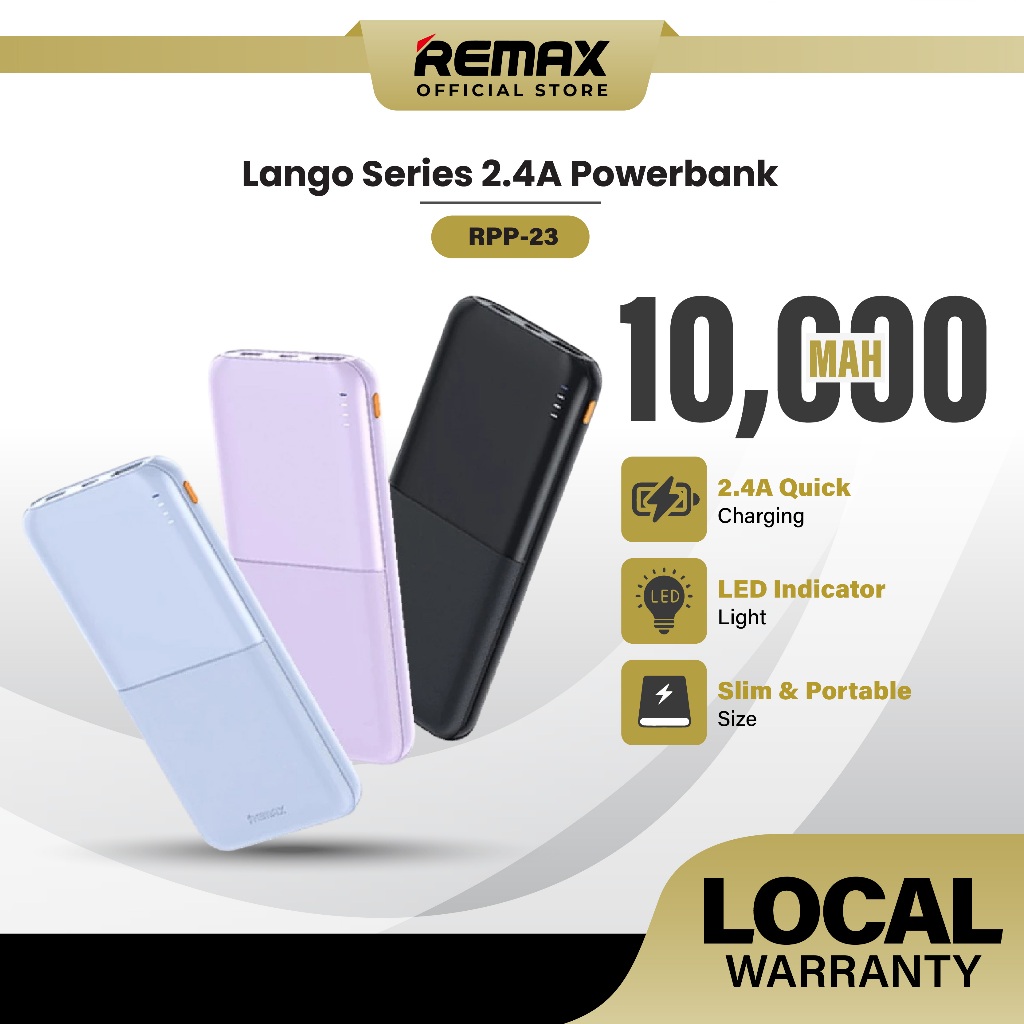 Remax RPP-23 Lango II Series 2.4A 10000mAh Power Bank Slim LED ...