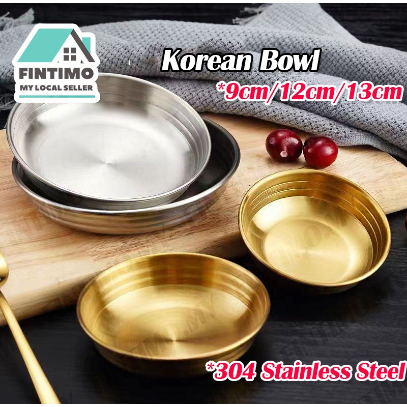 【MY】304 Stainless Steel Korean Bowl Snack Rice Plate Bowls Tableware ...